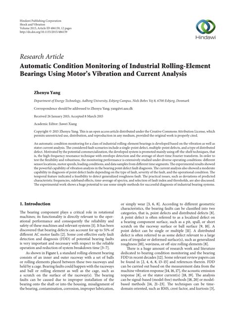 Pdf Automatic Condition Monitoring Of Industrial Rolling Element Bearings Using Motors