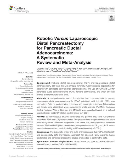 Pdf Robotic Versus Laparoscopic Distal Pancreatectomy For Pancreatic Ductal Adenocarcinoma A