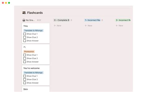 Flashcards Notion Template