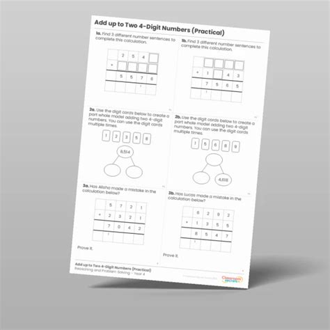 Year 4 Add Up To Two 4 Digit Numbers Practical Reasoning And Problem Solving Resource