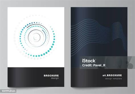 기하학적 배경 점에서 만든 A4 형식 커버 샘플 디자인 서식 파일의 편집 가능한 레이아웃의 벡터 일러스트 레이 션 서클 안내 책자 잡지 전단지 책자 연례 보고서 가리기에