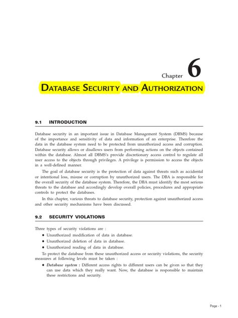 Chapter 6 Database Security And Authorization Handout Pdf