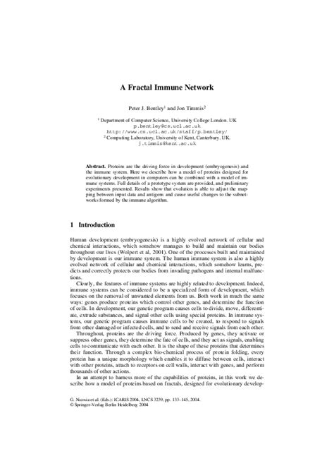 Pdf A Fractal Immune Network