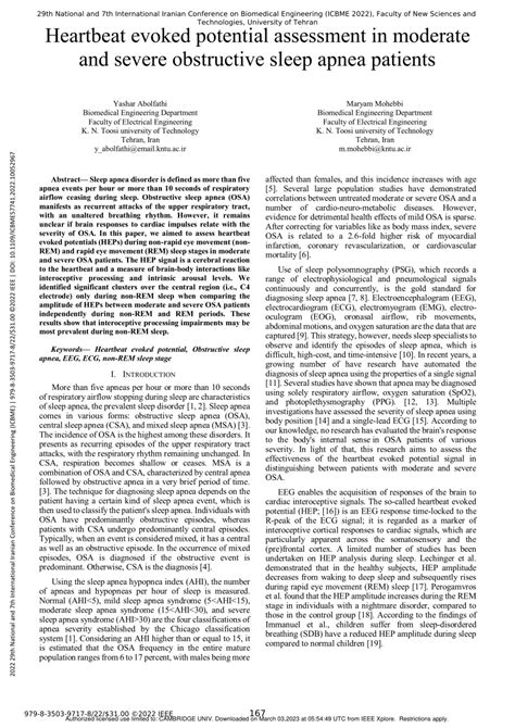 Pdf Heartbeat Evoked Potential Assessment In Moderate And Severe Obstructive Sleep Apnea Patients