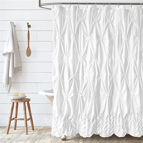 Maison De J White Bathroom Shower Curtain Pleat Boho Design Fabric