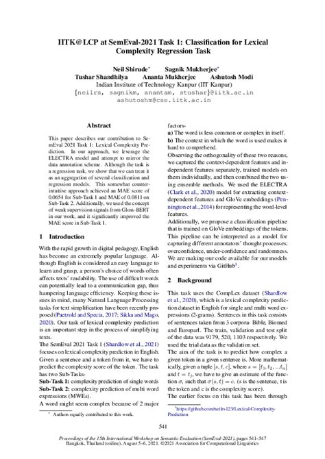 pdf iitk lcp at semeval 2021 task 1 classification for lexical