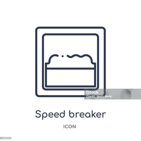 지도 및 플래그 개요 컬렉션에서 선형 속도 차단기 아이콘입니다 얇은 라인 속도 차단기 아이콘 흰색 배경에 고립입니다 속도 차단기