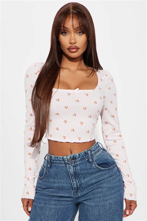 Cherry Cutie Long Sleeve Top Pink Fashion Nova