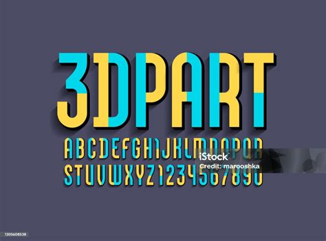 여러 가지 빛깔의 부품으로 만든 3d 글꼴 원래 밝은 알파벳 현대 응축 문자와 숫자 벡터 일러스트 10eps 두꺼운에 대한 스톡 벡터 아트 및 기타 이미지 Istock