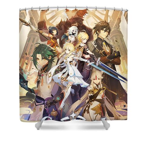 Genshin Anime Impact Shower Curtain Anime Shower Curtains