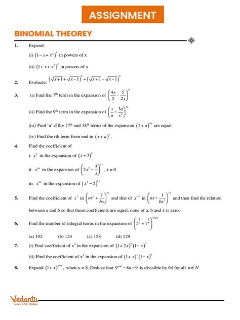 Binomial Assignment Pdf Mathematical Notation Mathematical Objects