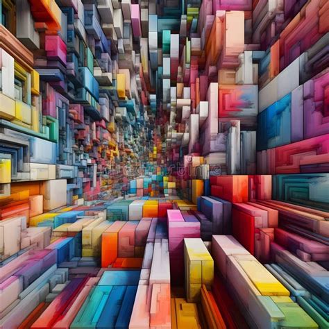 Abstract Colorful Cube And Rectangles Background Computer Generated Illustration 3d Rendering