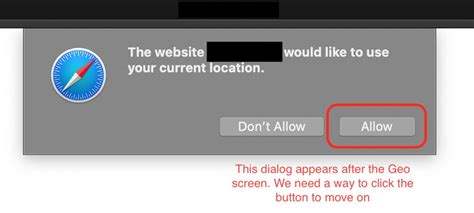 Python Safari Webdriver How To Click To Enable Geo Location Stack Overflow