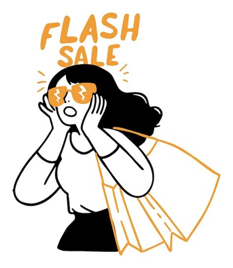 Premium Vector Surprised Woman With Flash Sale Text
