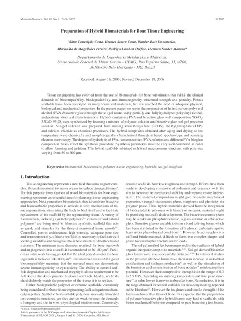 Pdf Preparation Of Hybrid Biomaterials For Bone Tissue Engineering