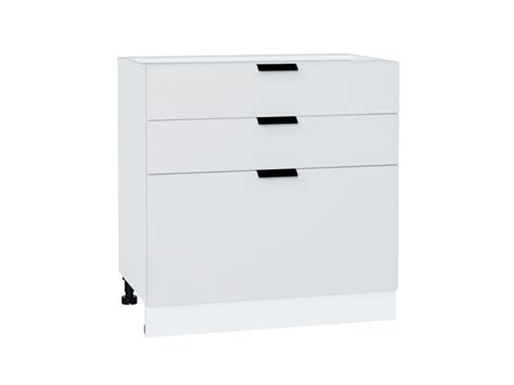 Шкаф нижний с 3 мя ящиками Евро 800 Белый Белый купить в «vivat
