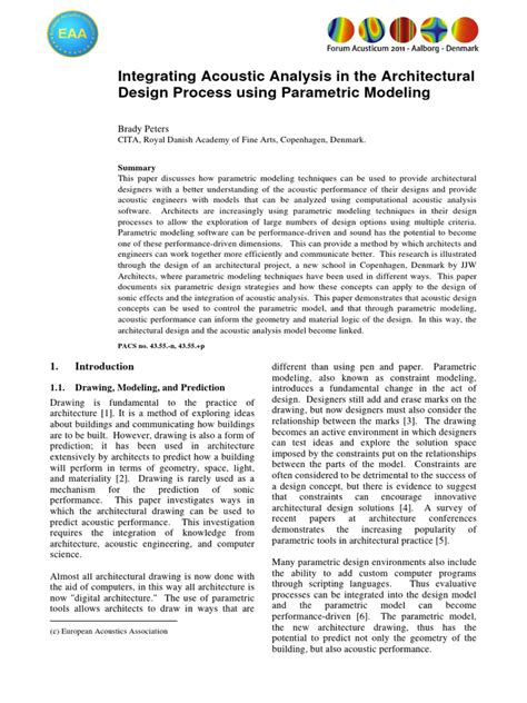 Integrating Acoustic Analysis In The Architectural Pdf Space Acoustics