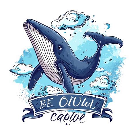 수채화 고래 프리미엄 벡터