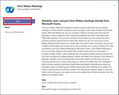 Install And Set Up Cisco Webex Meetings For Microsoft Teams