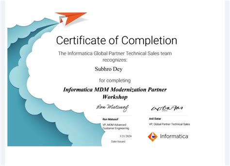Subhro Dey On Linkedin Completed Online Training And Certification On Infa Mdm Modernization
