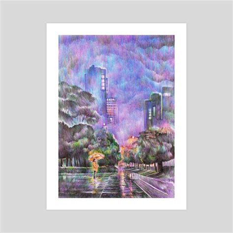 City In The Rain An Art Print By Marite Desaine Inprnt