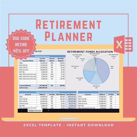 Simple Retirement Planner Excel Retirement Tracker Simple Retirement Spreadsheet Retirement