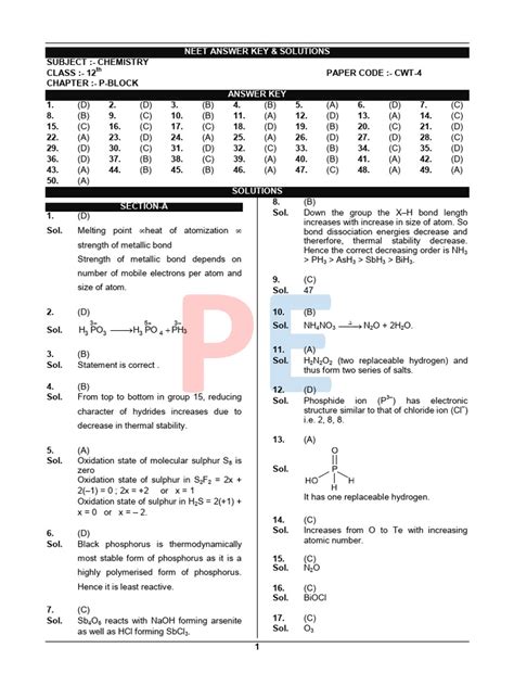 4 P Block Solution Pdf Chemical Bond Ion
