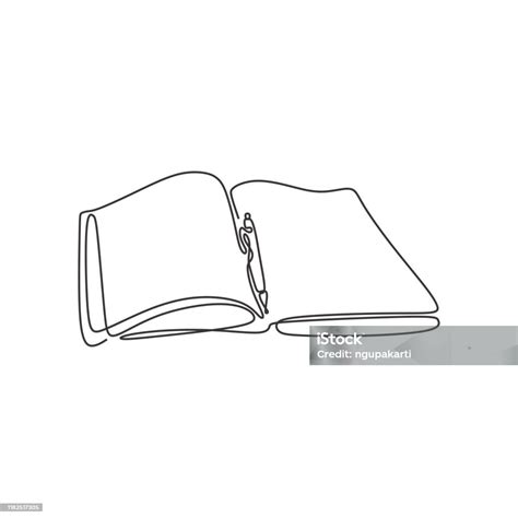 펜과 책 연속 한 줄 그리기 미니멀 디자인 교육 테마 손으로 그린 미니멀리즘 일러스트레이션에 대한 스톡 벡터 아트 및 기타 이미지 일러스트레이션 벡터 상징 Istock