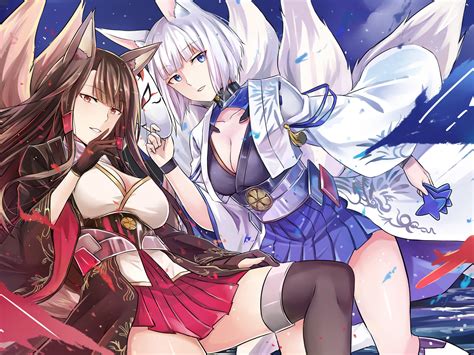 Скачать обои девушки аниме арт Kaga Akagi Azur Lane раздел сёнэн