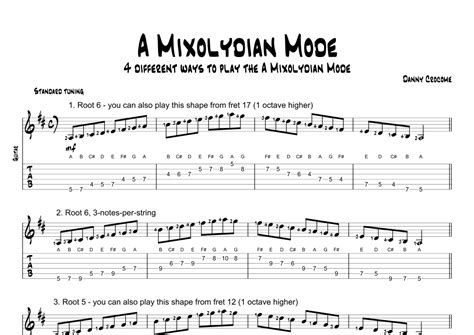 A Mixolydian Mode 4 Ways To Play By Traditional Sheet Music For