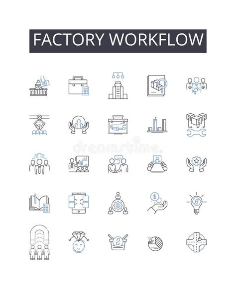 Staff Workflow Line Icons Collection Employee Productivity Resource Management Workplace