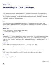 Practicing In Text Citations And Works Cited Course Hero