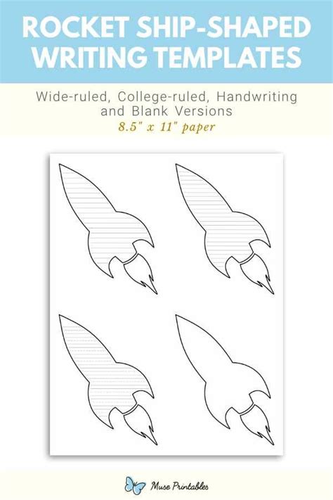 Rocket Ship Shaped Writing Templates