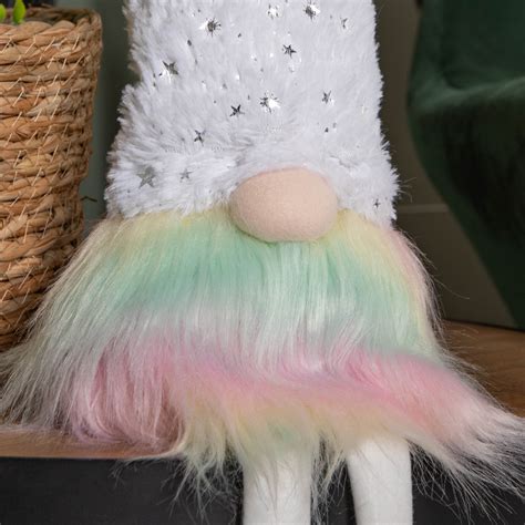70cm Festive Christmas Rainbow Haired Plush Gonk Dangly Legs And Starry