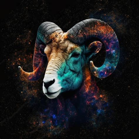 Signo Del Zodiaco Aries Con Galaxia De Doble Exposición Y Constelación