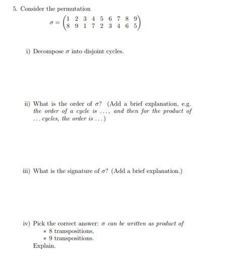 Solved Consider the permutation σ i Chegg