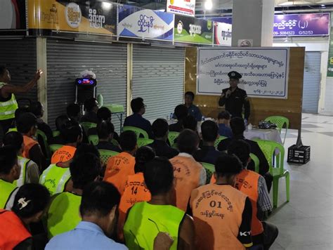 မင်္ဂလာတောင်ညွန့်မြို့နယ် စျေးများ၌ မီးဘေးကြိုတင်ကာကွယ်ရေးဆိုင်ရာ အသိပညာပေး ဟောပြောခြင်းနှင့် လက