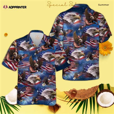 Eagle Merican Eagle Happy Independence Day Cool Hawaiian Shirt Aopprinter
