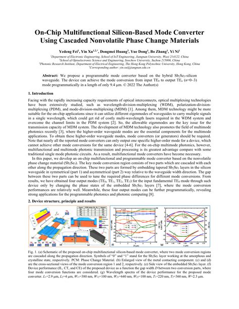 Pdf On Chip Multifunctional Silicon Based Mode Converter Using Cascaded Nonvolatile Phase