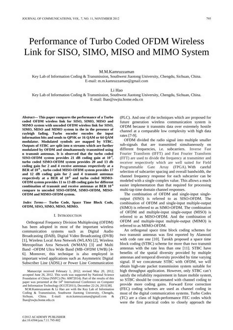 Pdf Performance Of Turbo Coded Ofdm Wireless Link For · Pdf
