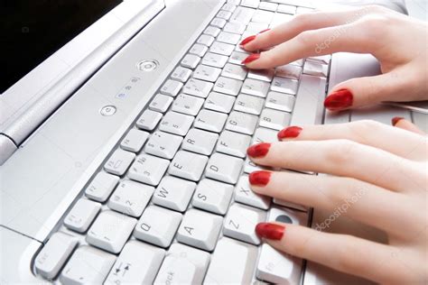 Woman Typing On Laptop Keyboard Stock Photo Chaoss