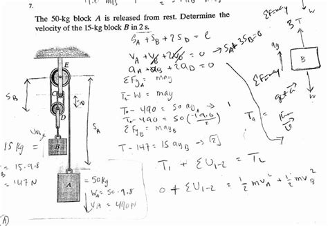 solved the 50 kg block a is released from rest determine