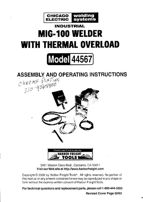 Chicago Electric Mig 100 44567 Welding System Assembly And Operating