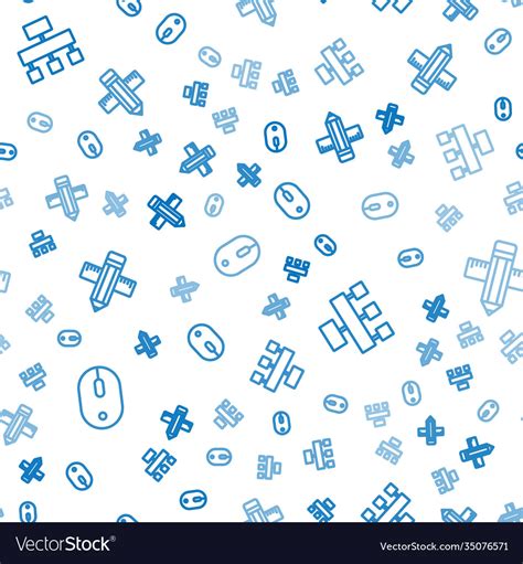 Set Line Computer Mouse Site Map And Crossed Vector Image