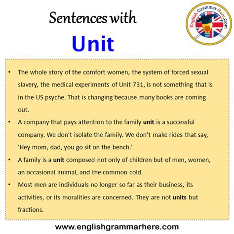 Sentences With Unit Unit In A Sentence In English Sentences For Unit