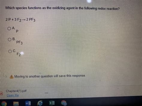 Solved Which Species Functions As The Oxidizing Agent In The