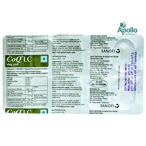 CoQ LC Tablet S Price Uses Side Effects Composition Apollo Pharmacy