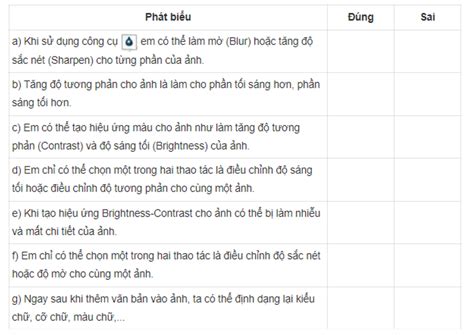Đánh Dấu X Vào Cột Đúng Sai Tương ứng