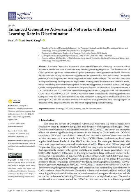 pdf enhanced generative adversarial networks with restart learning rate in discriminator