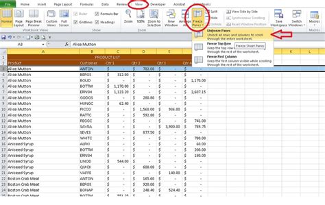 How To Freeze A Row In Microsoft Excel